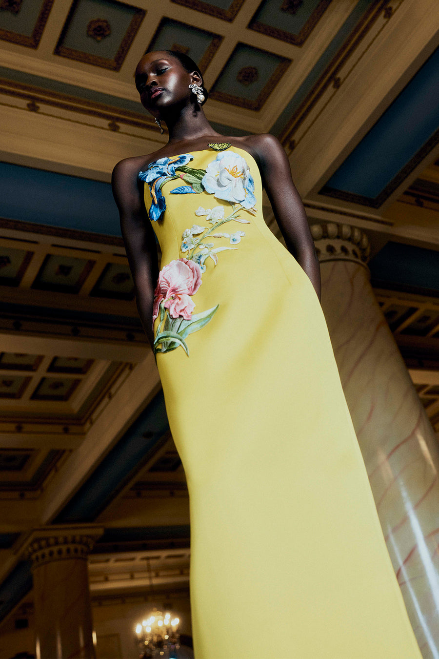 Grace Flutter Sleeve Midi Dress - Garden Print in Mustard – LEO LIN