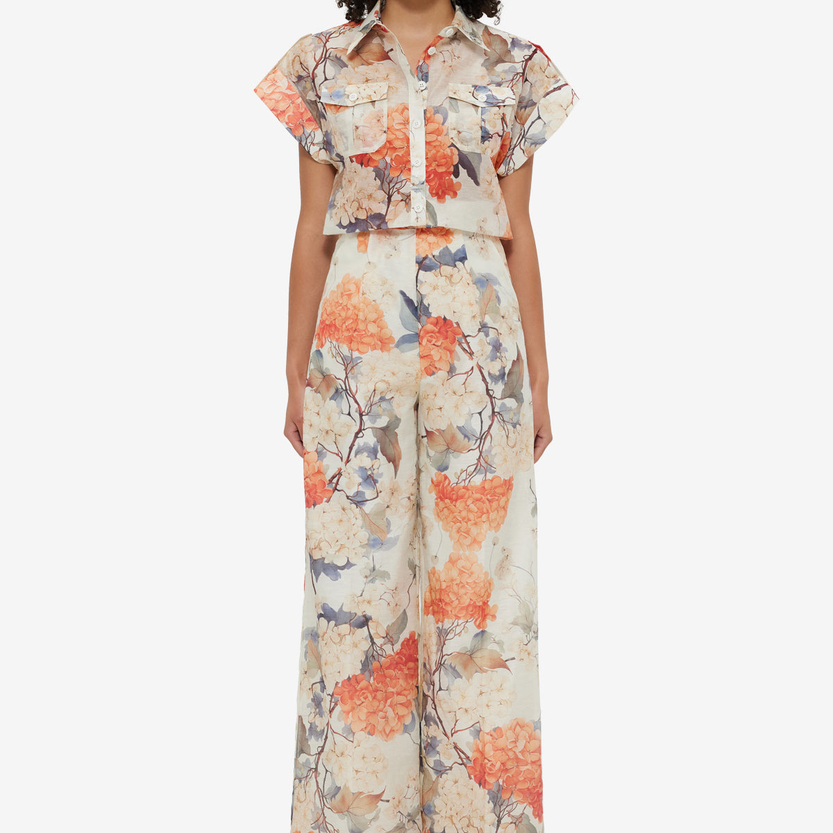 Luisa Pants - Hydrangea Print in Vanilla – LEO LIN