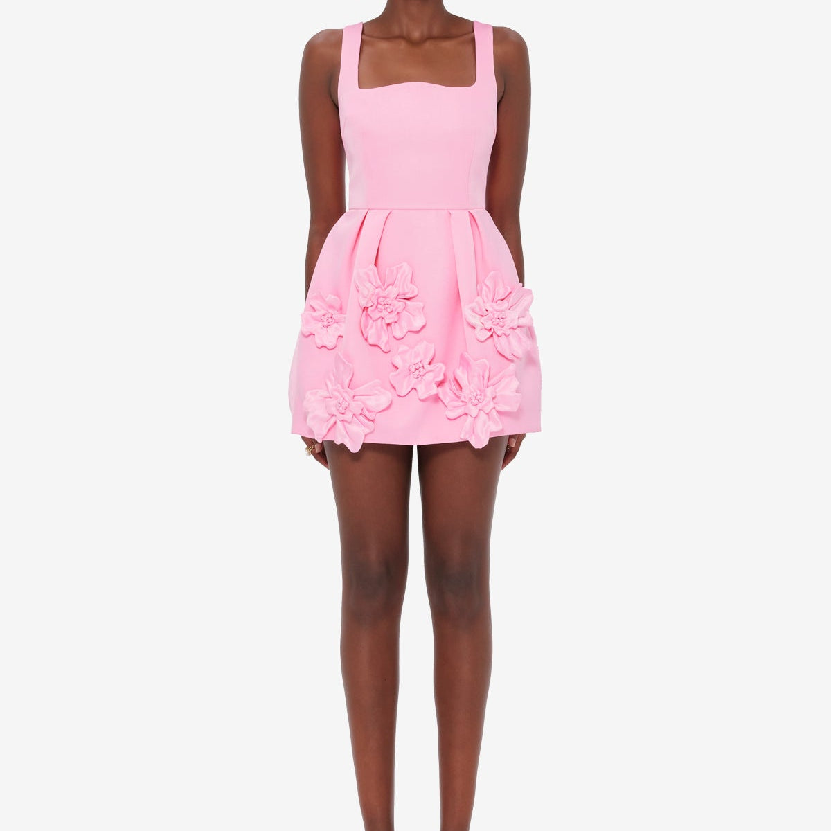 Piper Floral Appliqué Bell Shape Mini Dress - Baby Pink – LEO LIN