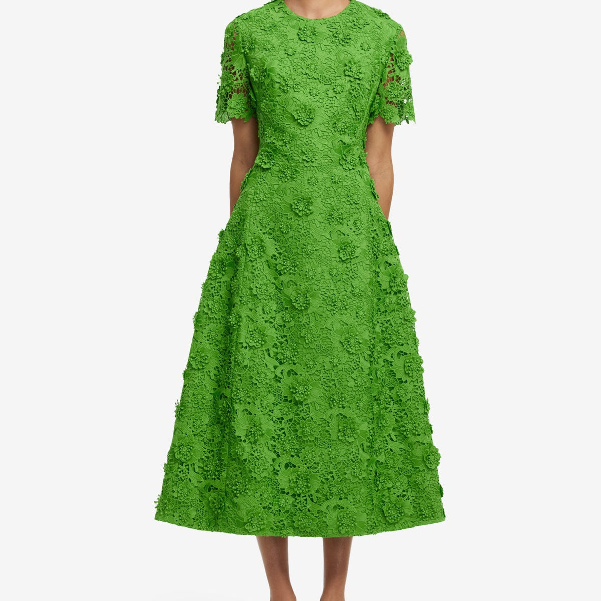 Caroline Lace Short Sleeve Midi Dress - Fern – LEO LIN