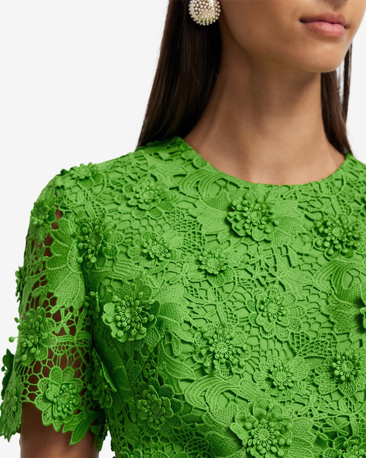 Caroline Lace Short Sleeve Midi Dress - Fern – LEO LIN