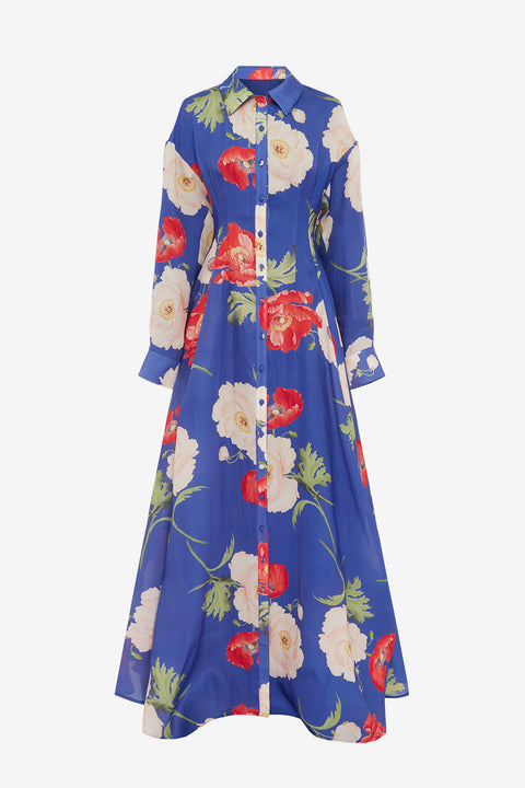 Josephine Silk Gown - Poppy Print – LEO LIN