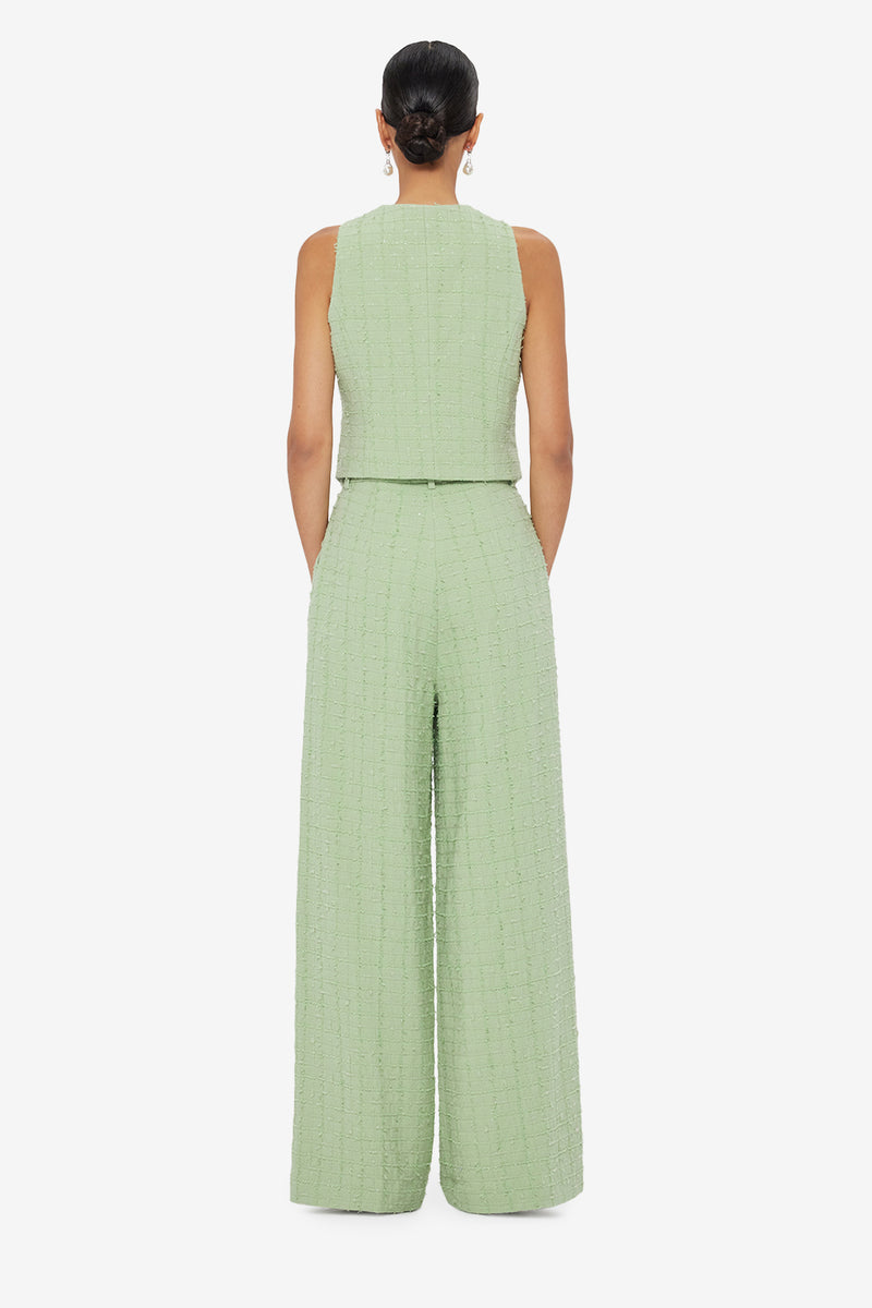 Elisha Tweed Wide Leg Pants - Caledon Green – LEO LIN