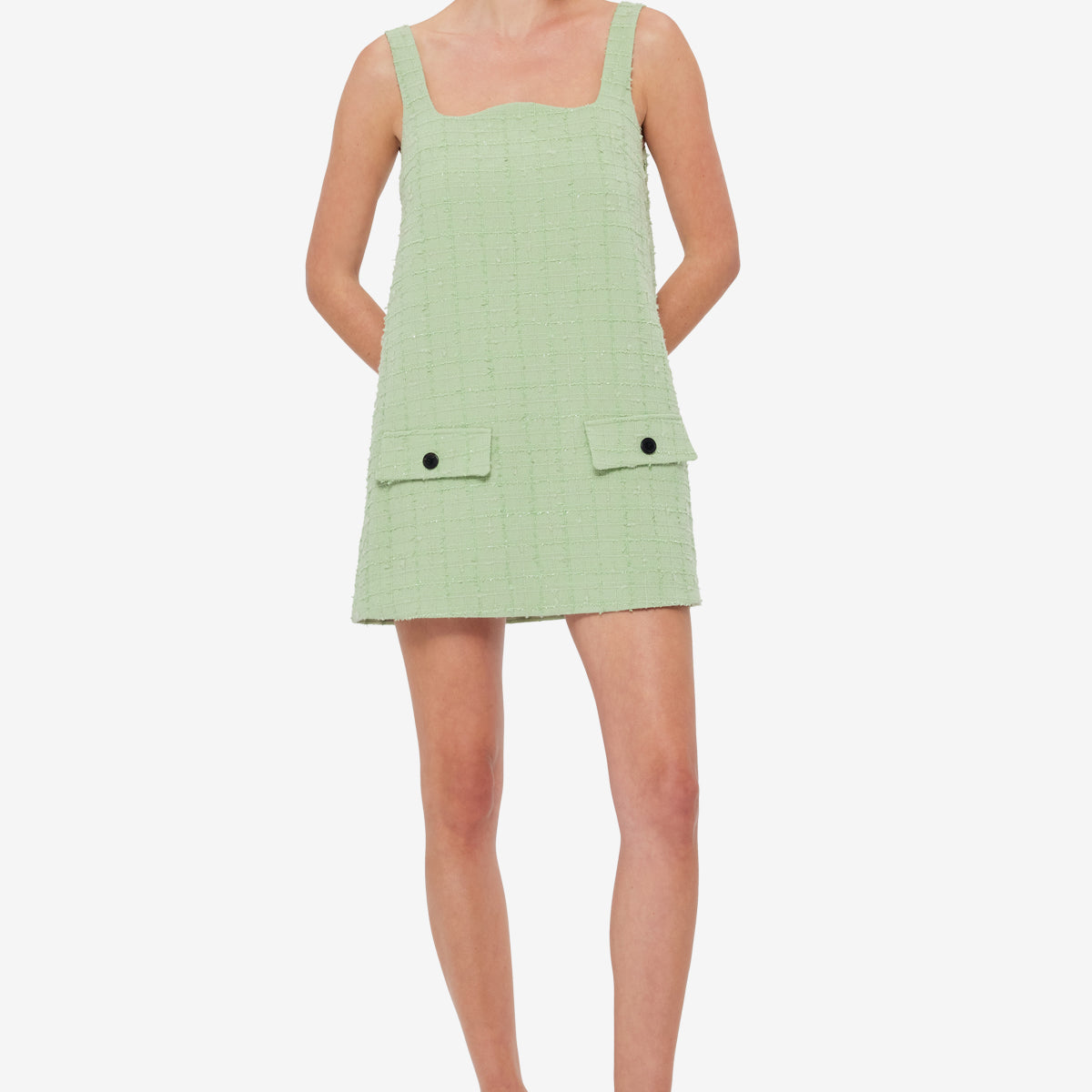 Kira Tweed Mini Dress - Caledon Green – LEO LIN
