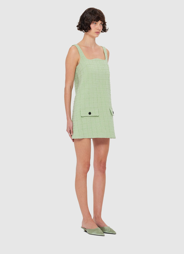 Kira Tweed Mini Dress - Caledon Green – LEO LIN