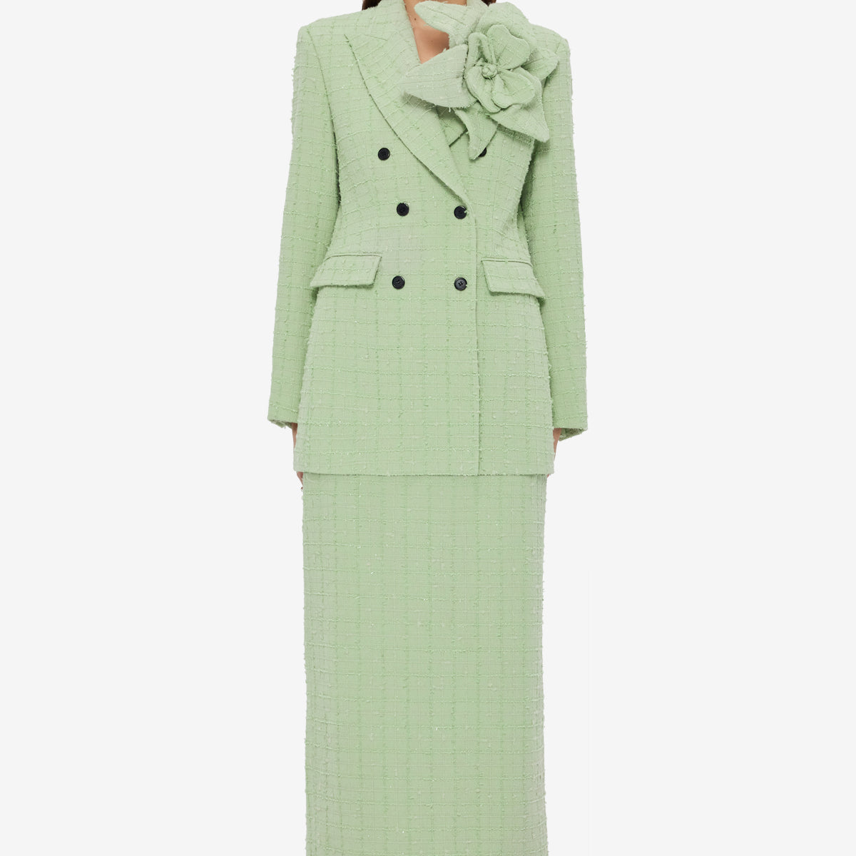 Jazlyn Tweed Blazer - Caledon Green – LEO LIN