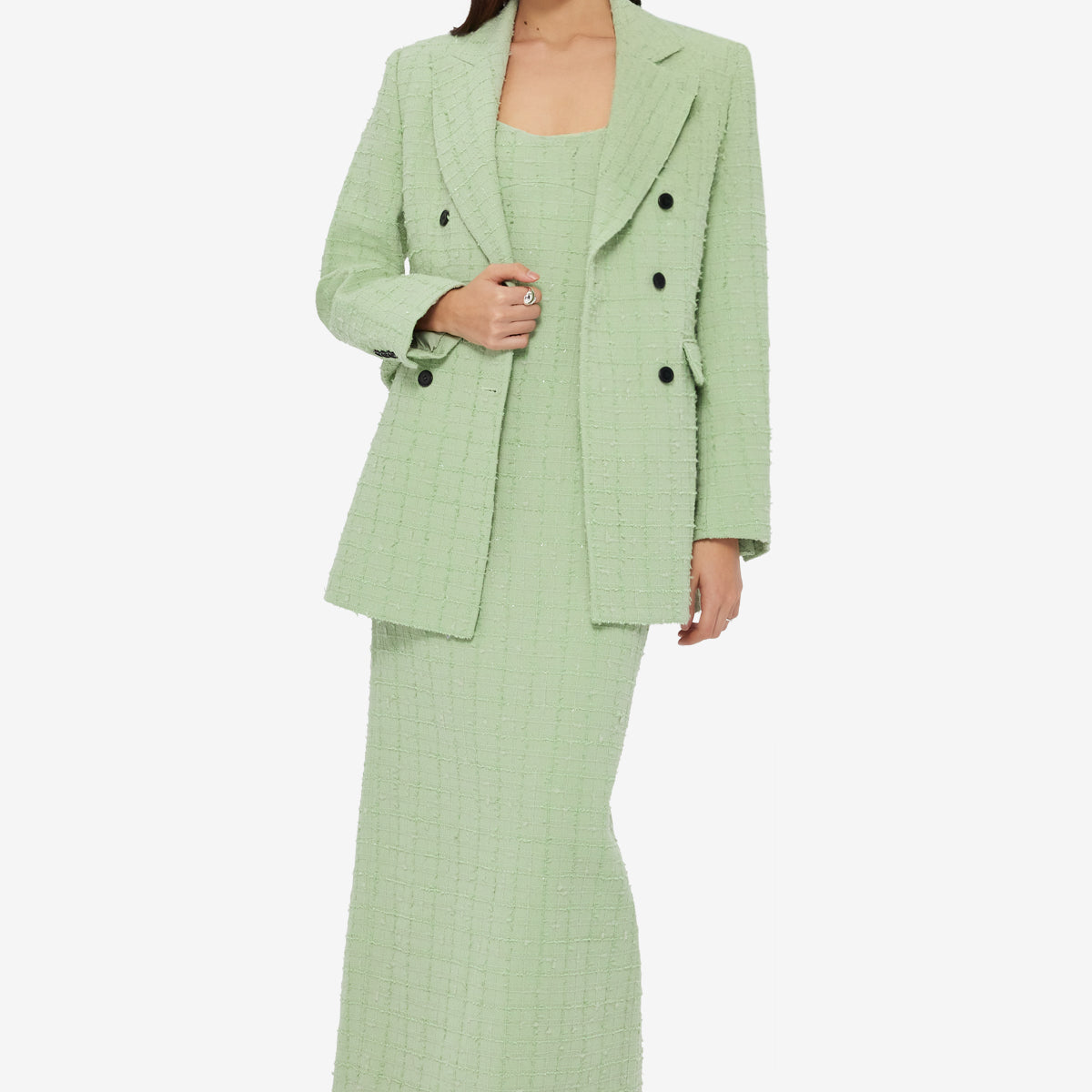 Jazlyn Tweed Blazer - Caledon Green – LEO LIN