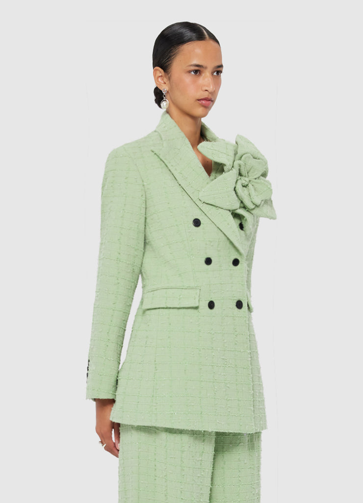 Jazlyn Tweed Blazer - Caledon Green – LEO LIN