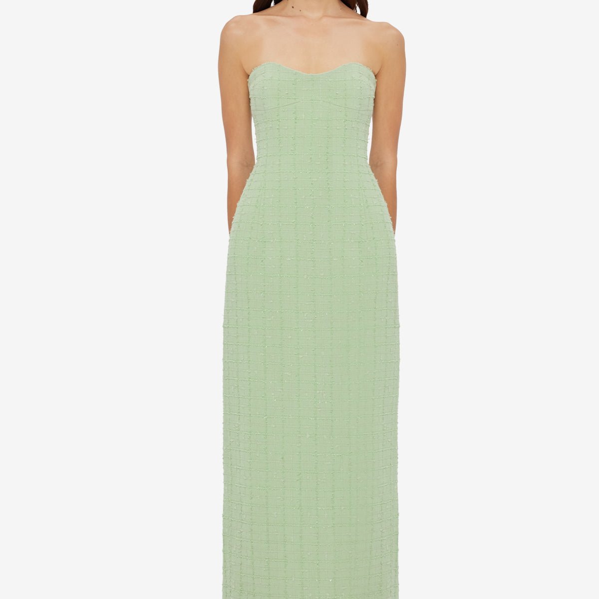 Zayna Tweed Bustier Maxi Dress - Caledon Green – LEO LIN