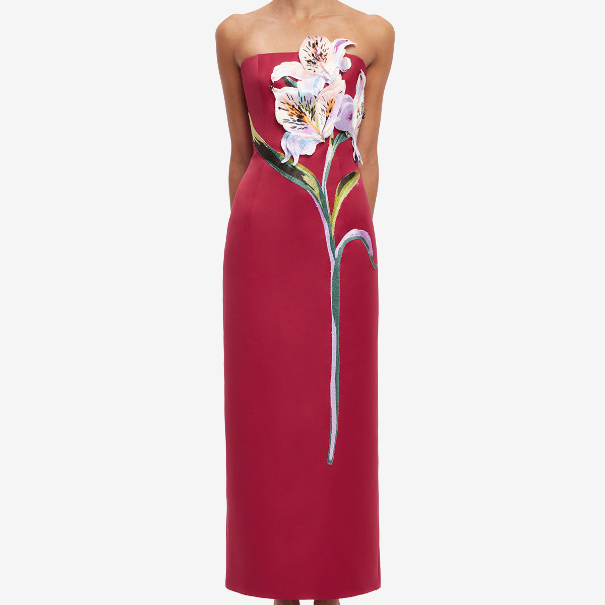 Rayna Appliqué Floral Maxi Dress - Lily Print in Oxblood – LEO LIN