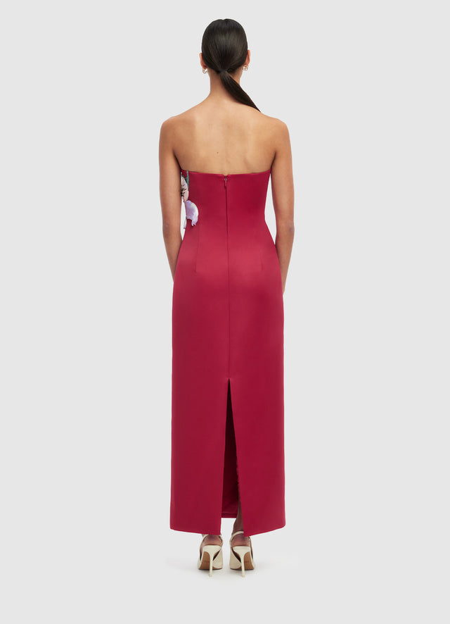 Rayna Appliqué Floral Maxi Dress - Lily Print in Oxblood – LEO LIN