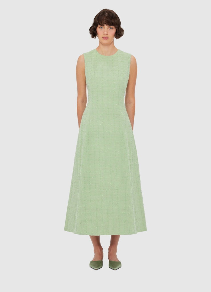 Cleo Tweed Midi Dress - Caledon Green – LEO LIN