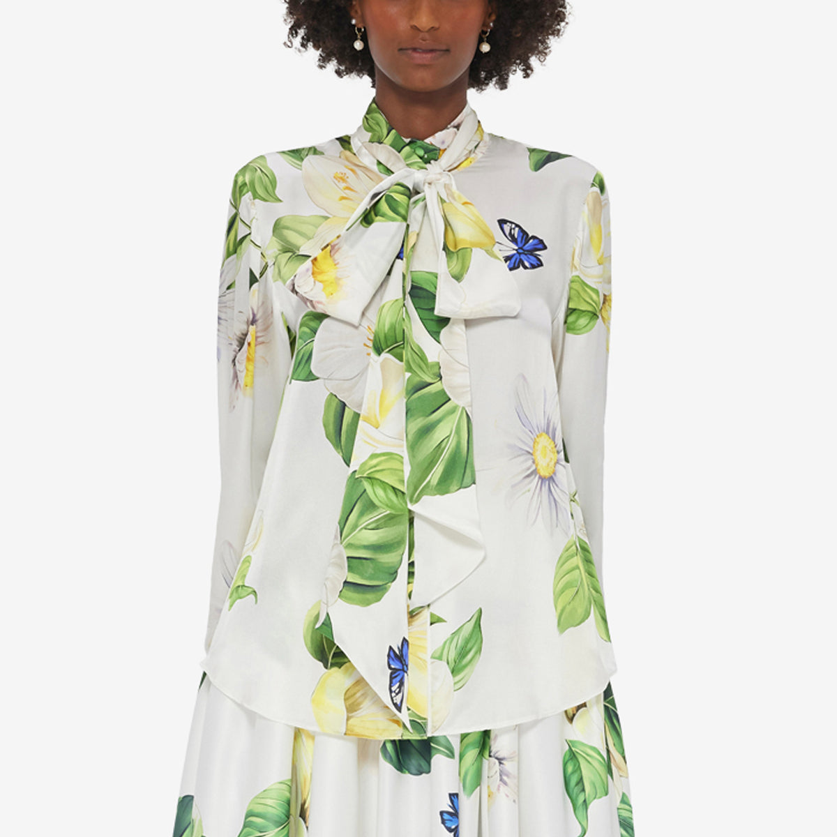 Freya Tie Neck Silk Blouse - Joie Print in Snow – LEO LIN