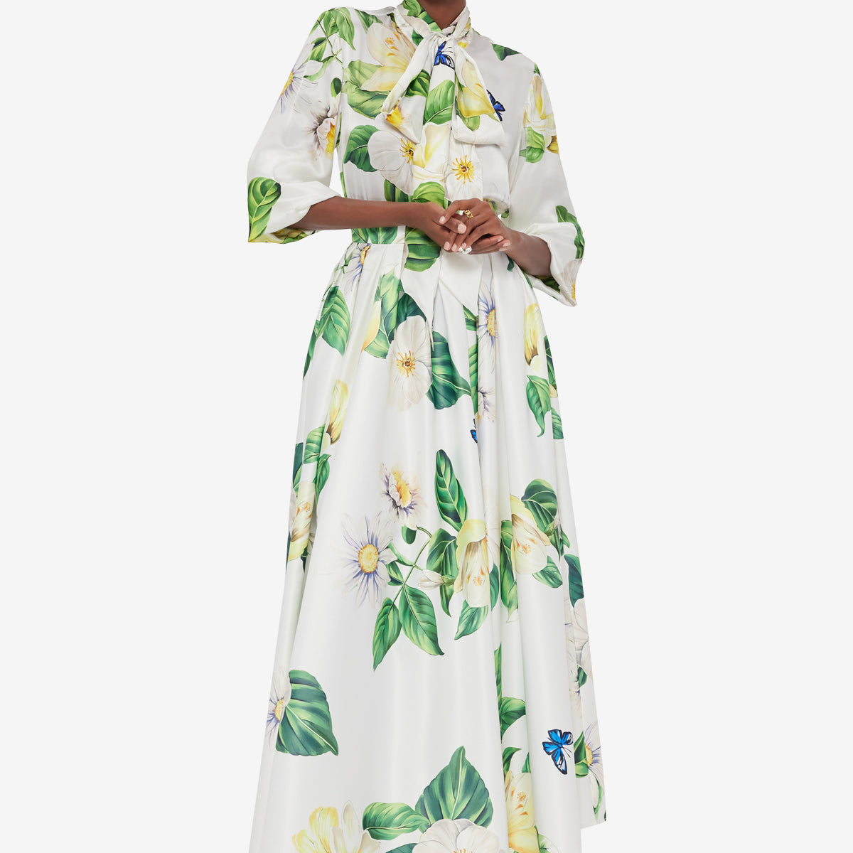 Freya Tie Neck Silk Blouse - Joie Print in Snow – LEO LIN