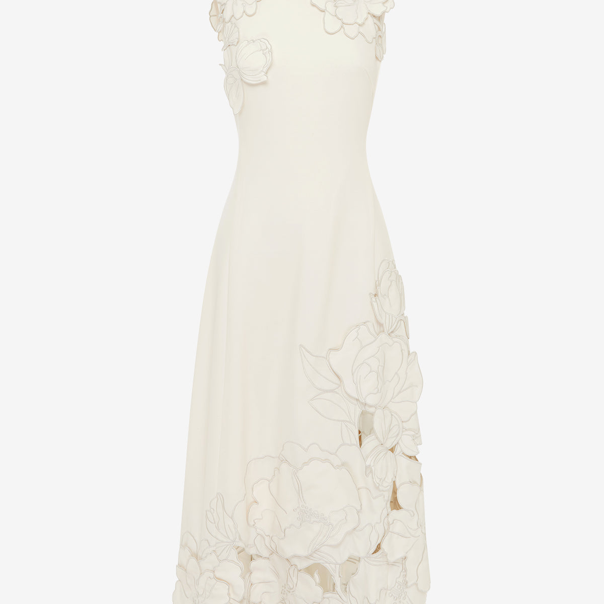 Cleo Appliqué Sleeveless Midi Dress - Vanilla – LEO LIN
