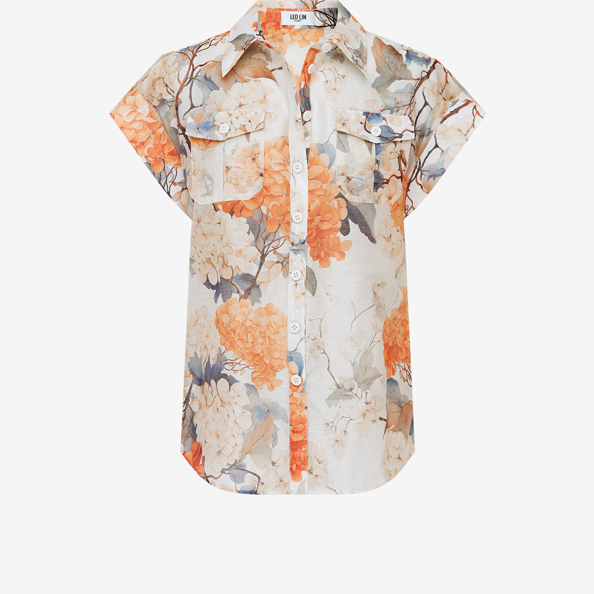 Catarina Blouse - Hydrangea Print in Vanilla – LEO LIN