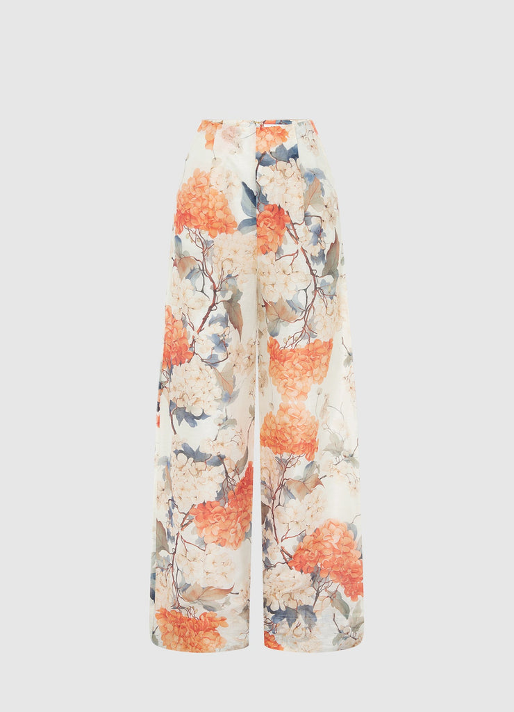 Luisa Pants - Hydrangea Print in Vanilla – LEO LIN