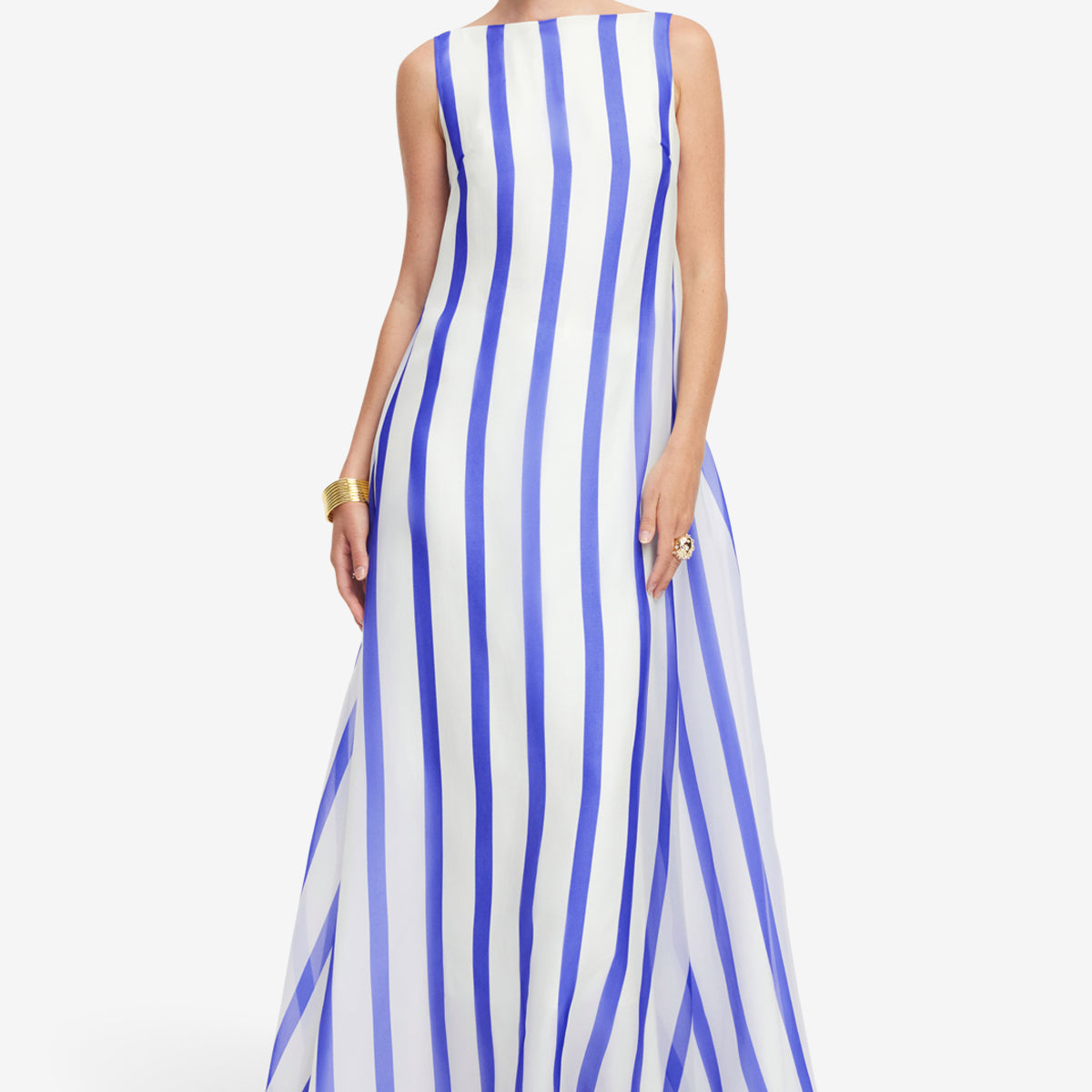Yumei Striped Open Back Gown - Navy – LEO LIN