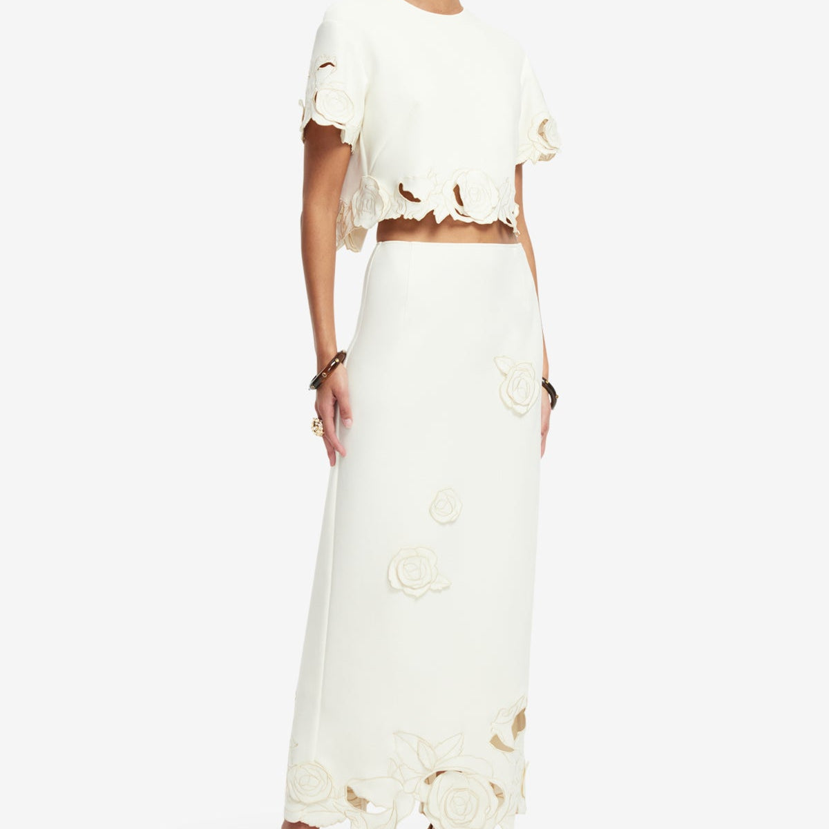 Kyra Appliqué Maxi Skirt - Vanilla – LEO LIN