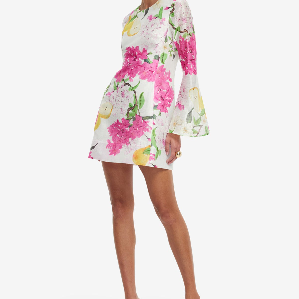 Suzanne Bell Sleeve Mini Dress - Floral Pear Print – LEO LIN