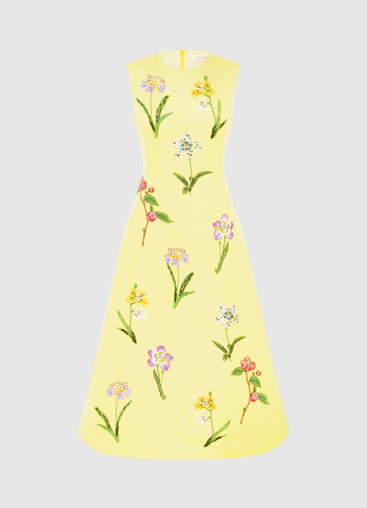 Cleo Sleeveless Midi Dress - Wild Flower Print in Sorbet – LEO LIN
