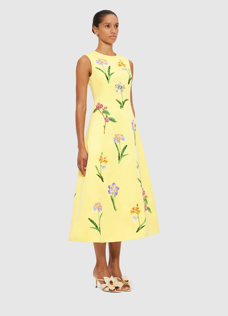 Cleo Sleeveless Midi Dress - Wild Flower Print in Sorbet – LEO LIN