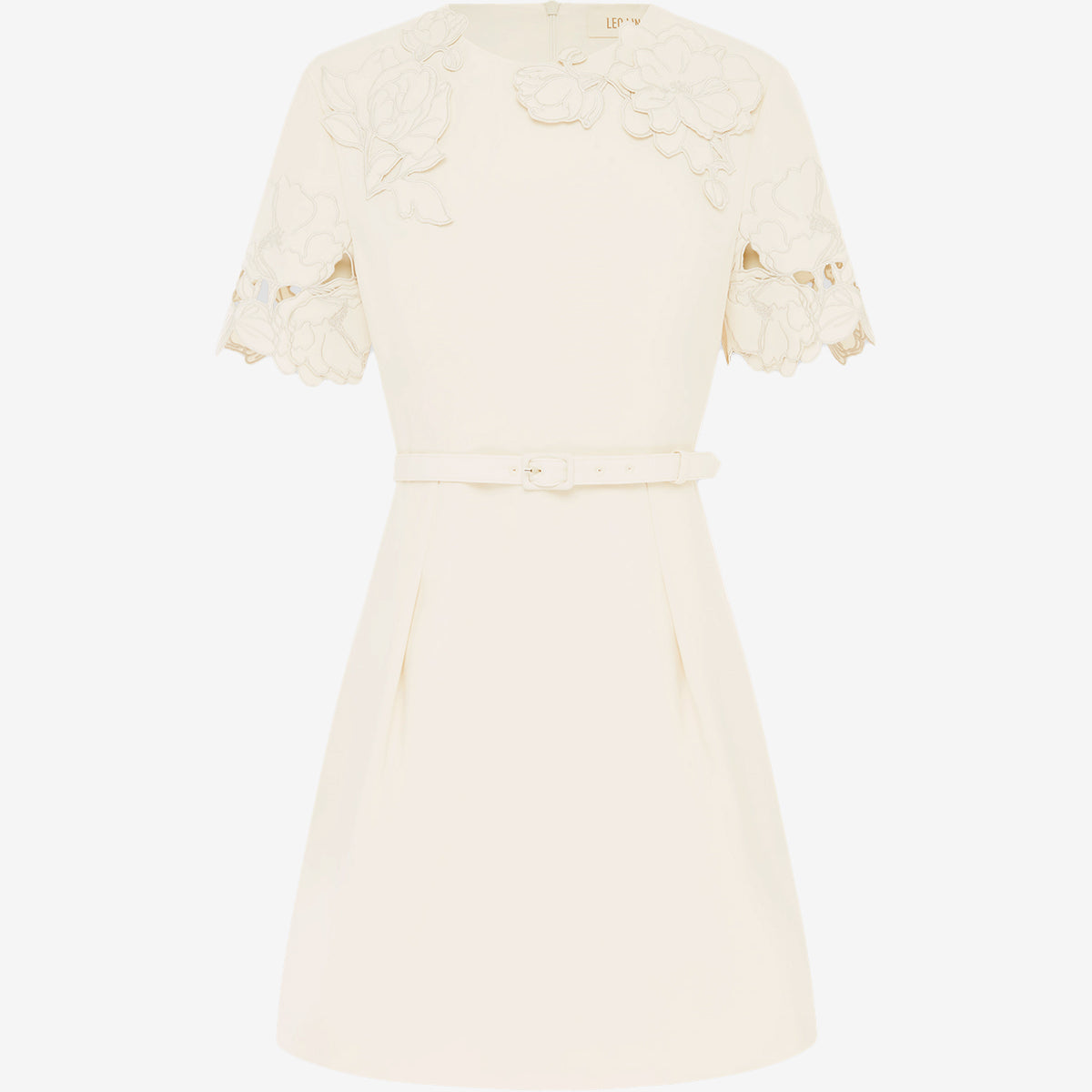 Aurelie Appliqué Short Sleeve Mini Dress - Cream – LEO LIN