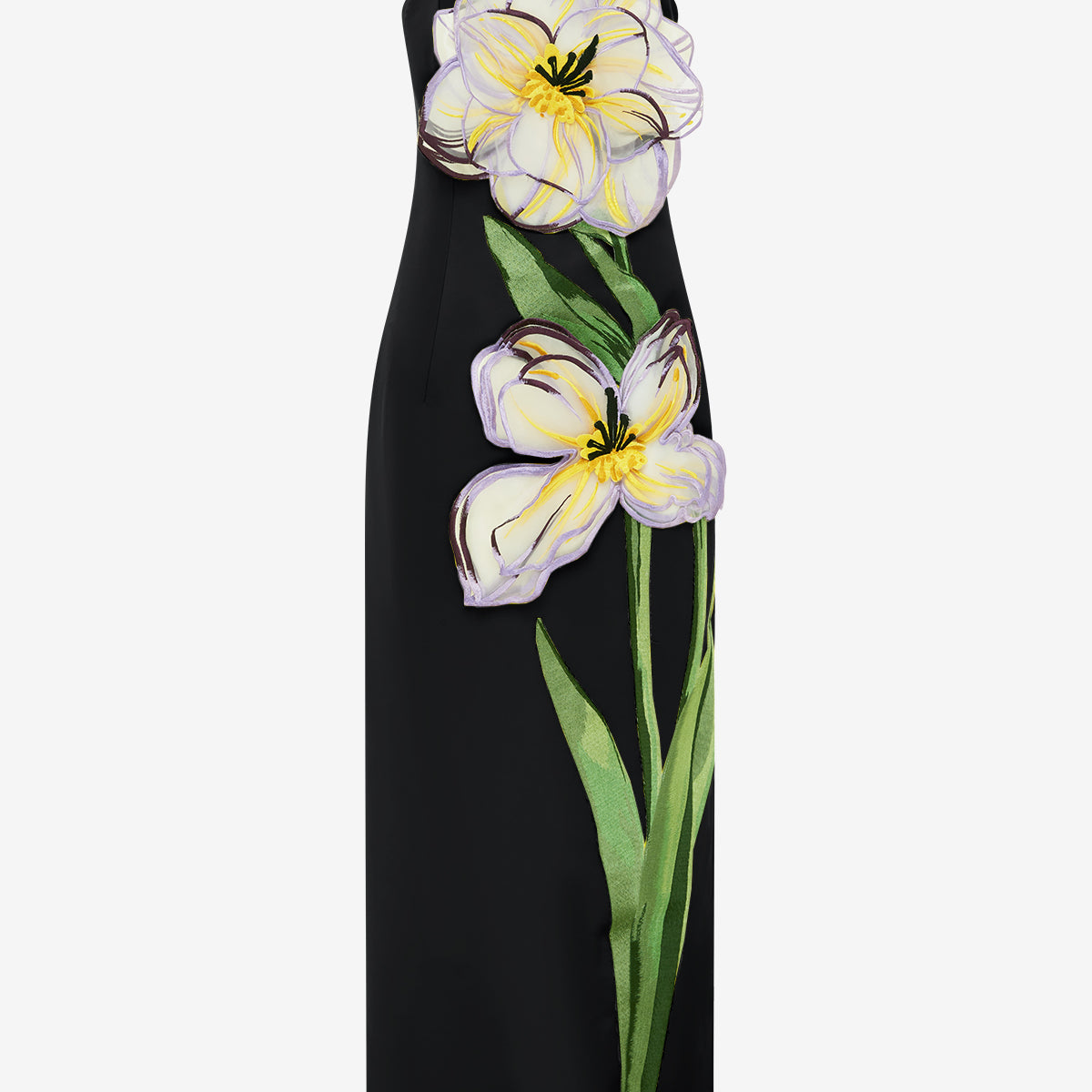 Rayna Appliqué Floral Maxi Dress - Iris Print in Ebony – LEO LIN