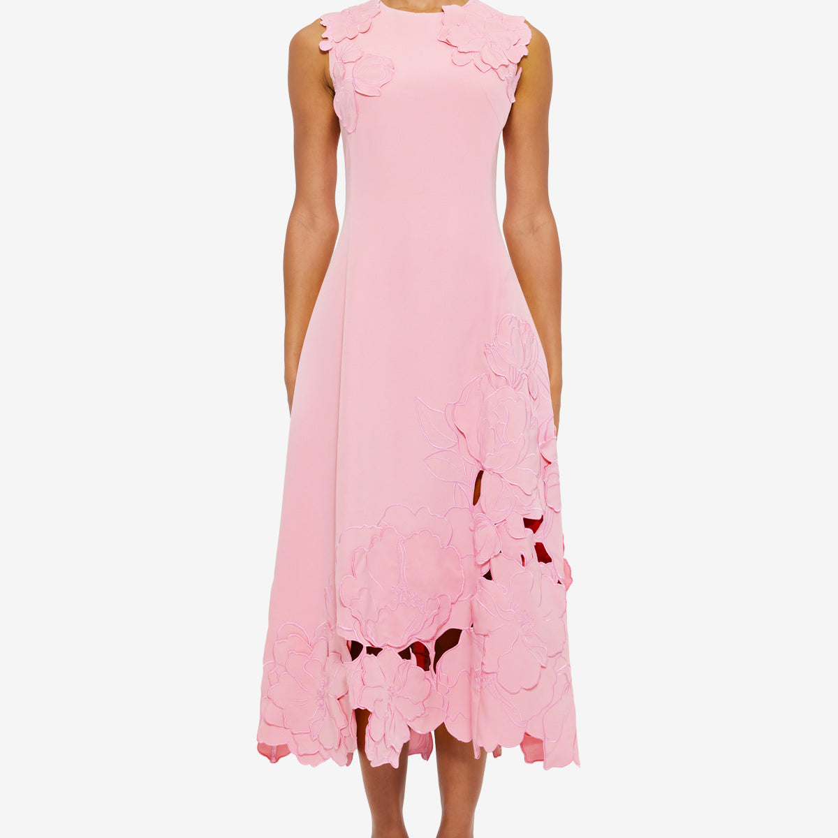Cleo Appliqué Sleeveless Midi Dress - Flamingo – LEO LIN
