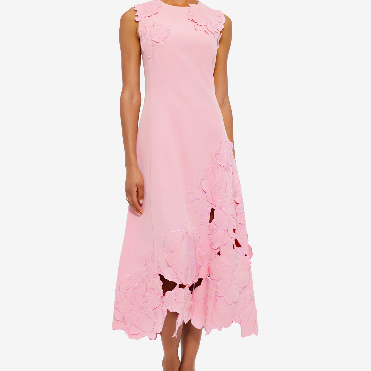 Cleo Appliqué Sleeveless Midi Dress - Flamingo – LEO LIN