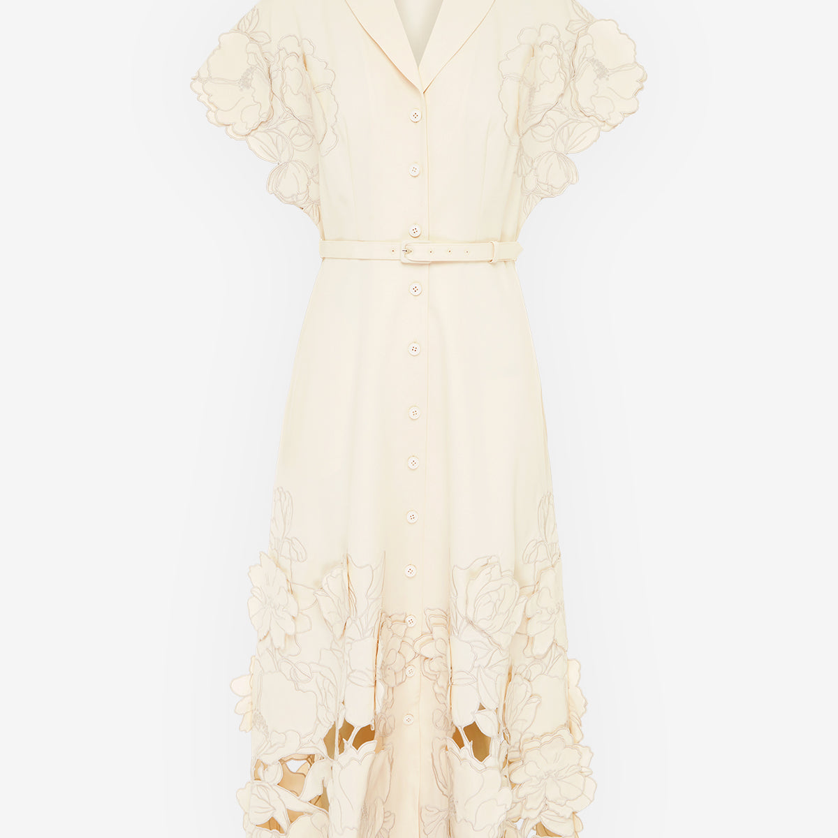 Aubrey Appliqué Shirt Midi Dress - Cream – LEO LIN