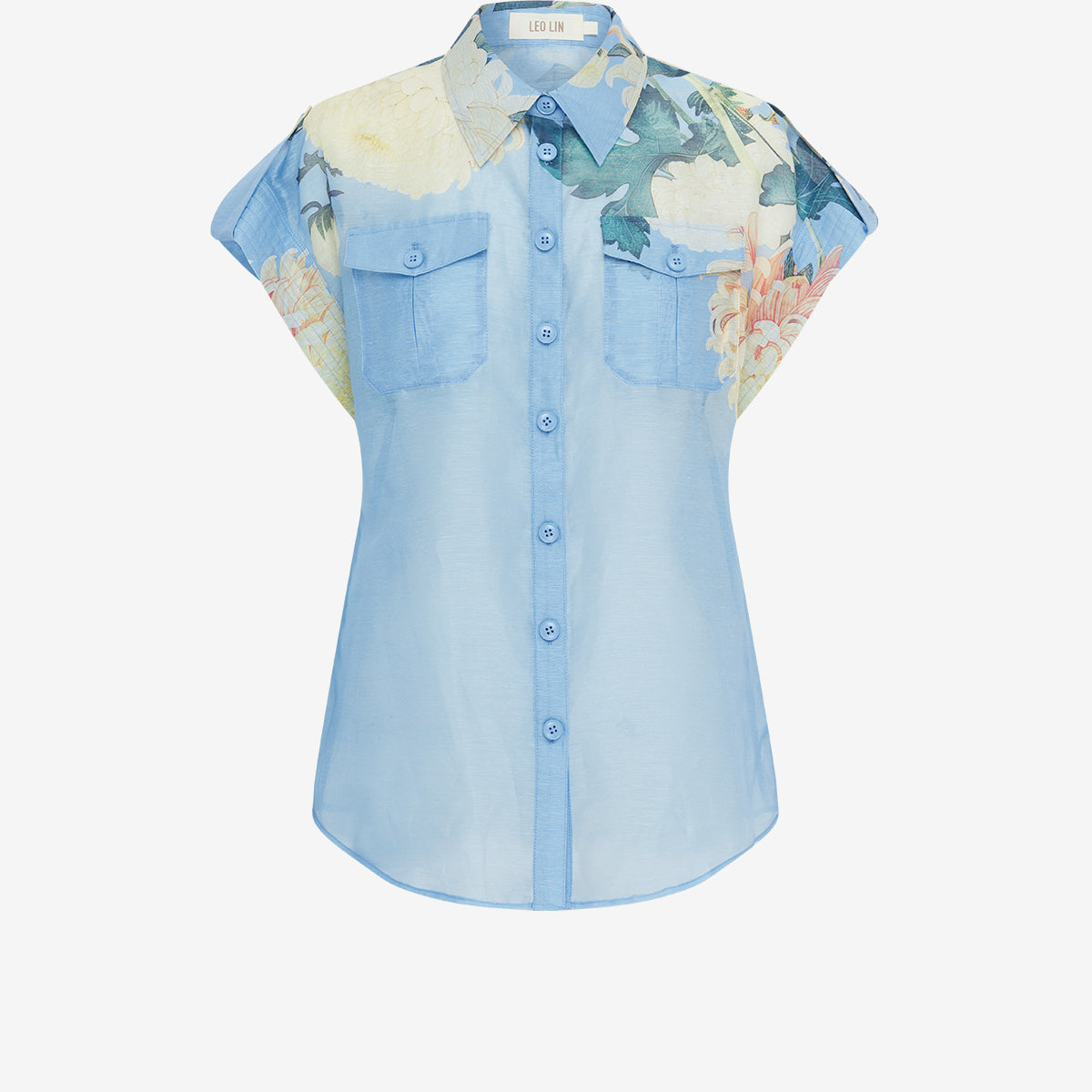 Catarina Blouse - Hydrangea Print in Cornflower Blue – LEO LIN