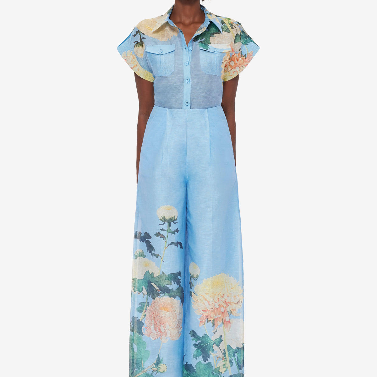 Luisa Pants - Hydrangea Print in Cornflower Blue – LEO LIN