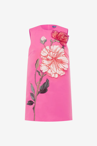 Yvonne Appliqué Floral Mini Dress - Peony Print in Fuchsia – LEO LIN
